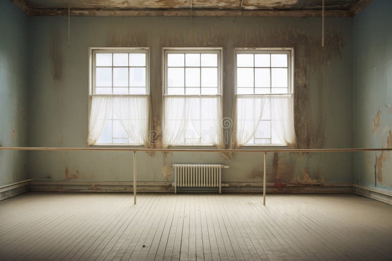 Ballet Barre in Empty Dance Studio Stock Illustration - Illustration of ...