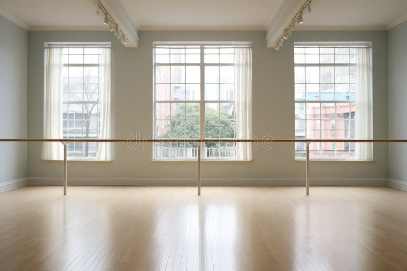 Ballet Barre in Empty Dance Studio Stock Image - Image of hardwood ...