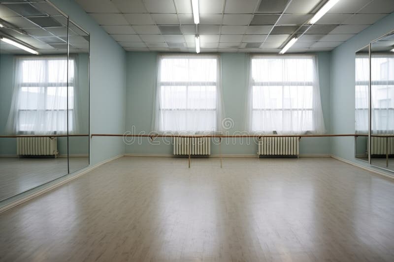 Ballet Barre in Empty Dance Studio Stock Illustration - Illustration of ...
