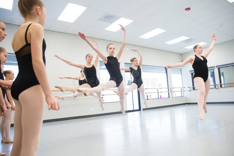 Ballet Class Jumping in the Air Stock Image - Image of group, jump ...