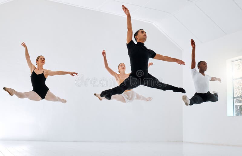Ballet, Dance and Group Jump in Exercise with Practice for Performance ...