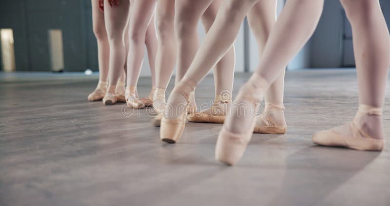 Ballet, Dance and Legs of Group in Class for Performance Art, Practice ...