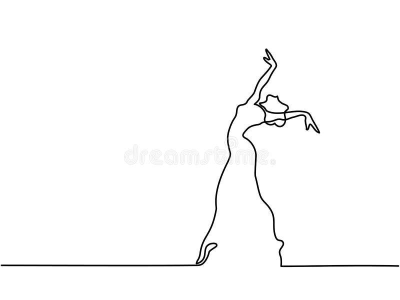 Continuous Line Art Drawing. Ballet Dancer Ballerina Stock Vector ...
