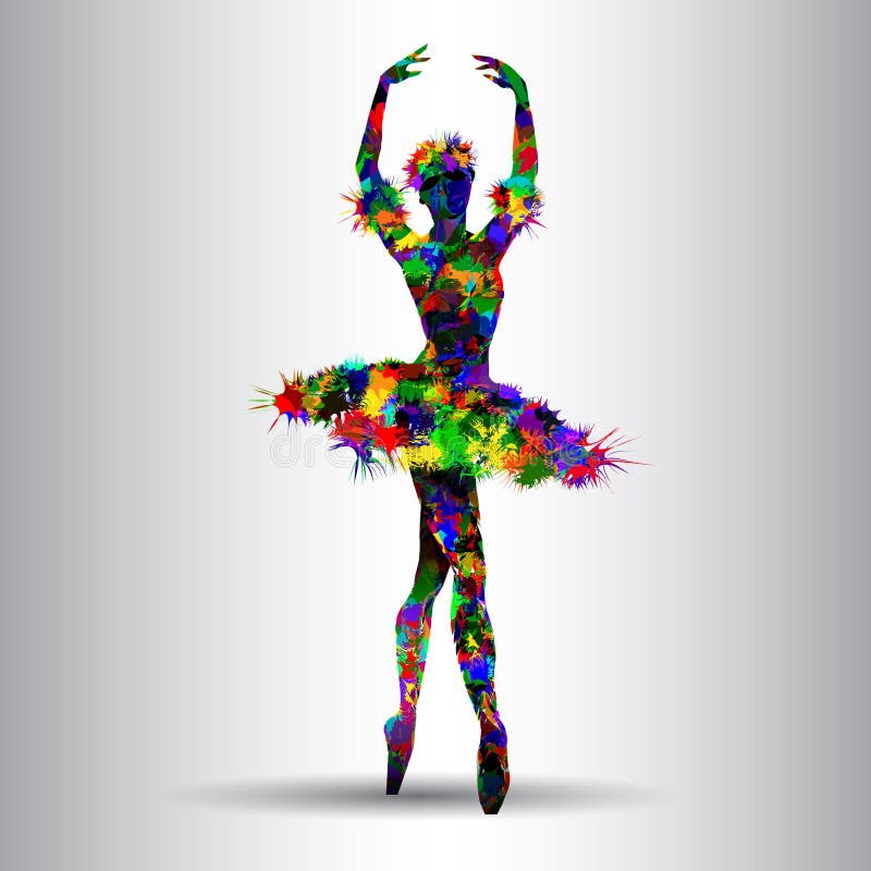 Colorful Ballet Dancer, Digital Painting with Flying Birds Stock Vector ...
