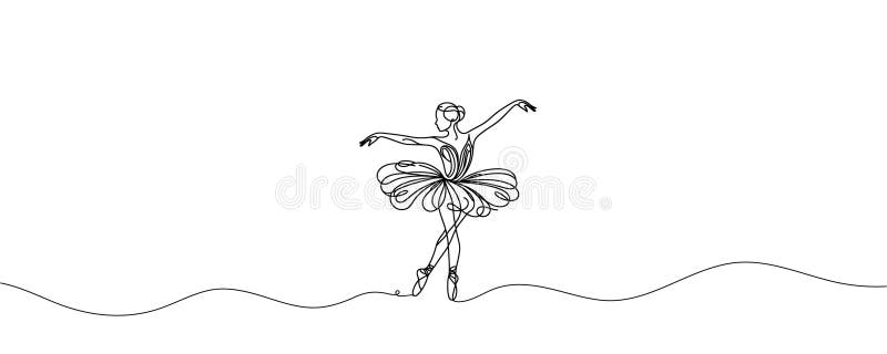 Ballet Dancer in Continuous Line Drawing Style. Vector Illustration ...