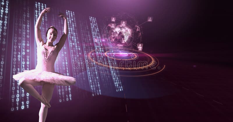 Ballet Dancer Dancing with Digital Technology Interface Stock Image ...