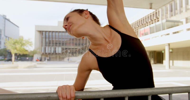 Ballet Dancer Dancing by Railing on Pavement 4k Stock Footage - Video ...