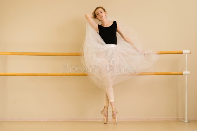 Ballet Dancer Elegantly Displays Tutu while Posing in Dance Studio ...