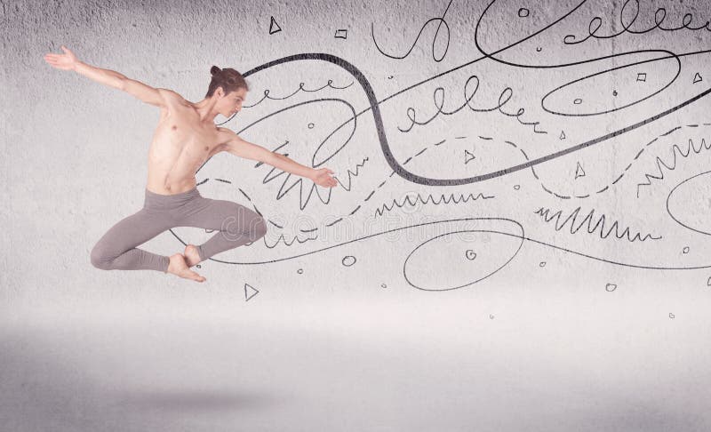 Ballet Dancer Performing Art Dance With Lines And Arrows Stock Photo ...