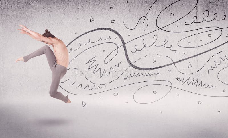 Ballet Dancer Performing Art Dance with Lines and Arrows Stock Image ...
