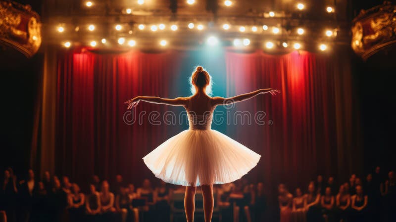 Ballet Dancer Performing an Elegant Routine on Stage in Front of an ...