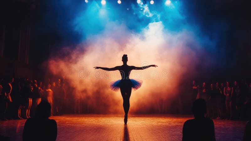 Ballet Dancer Performing an Elegant Routine on Stage in Front of an ...
