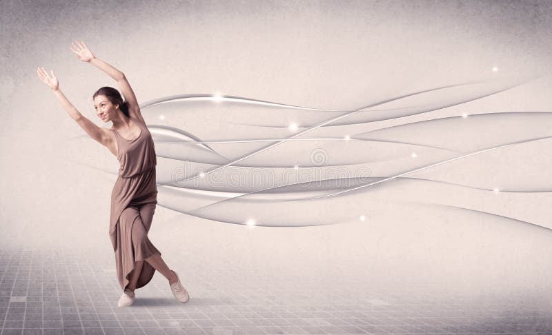 Ballet Dancer Performing Modern Dance with Abstract Lines Stock Image ...