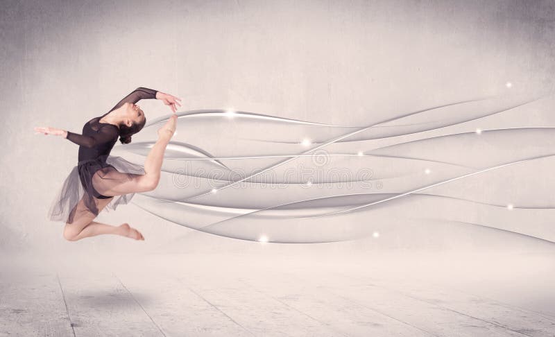 Ballet Dancer Performing Modern Dance with Abstract Lines Stock Image ...