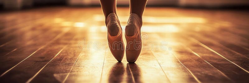 Ballet Dancer Performing on Wooden Floor in a Sunlit Studio during ...