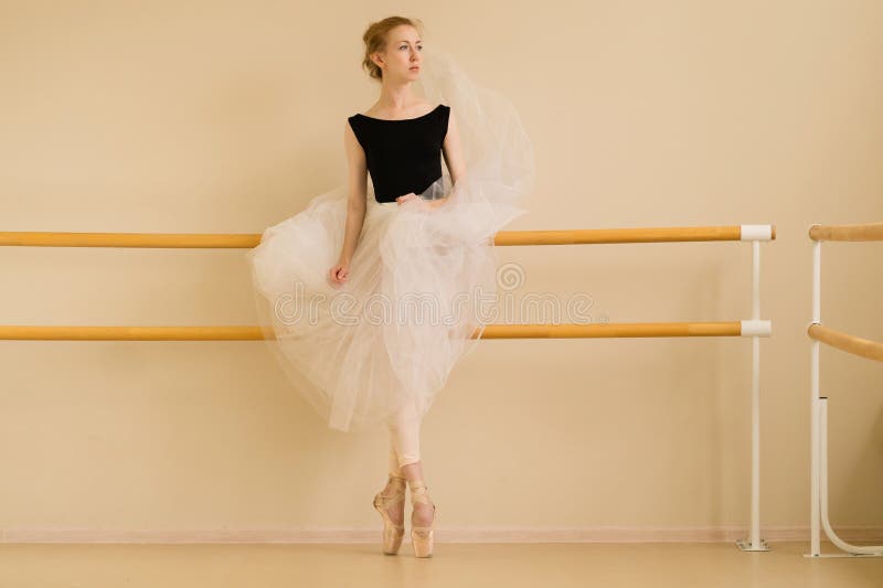 Ballet Dancer Poses Elegantly in Dance Studio Stock Image - Image of ...