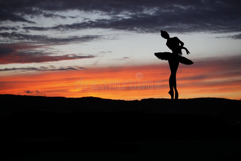 Ballet Dancer Posing during the Sunset Stock Image - Image of nature ...