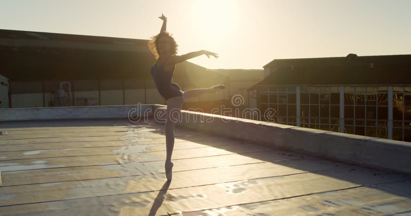 Ballet Dancer Practicing on Rooftop Stock Video - Video of expression ...