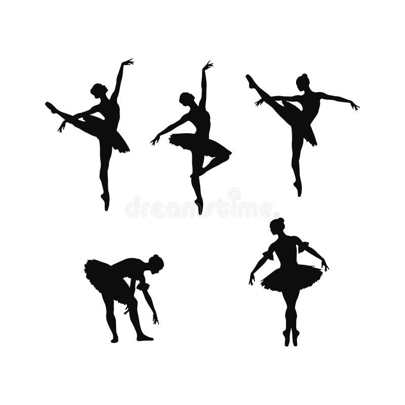 Ballet Dancer Silhouettes Set. Stock Vector - Illustration of arabesque ...