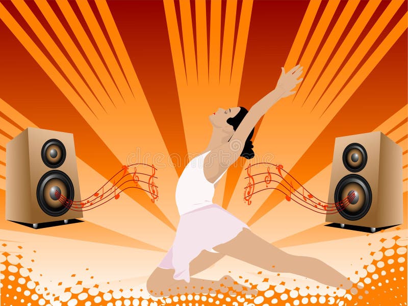 Ballet Dancer between Speakers Stock Illustration - Illustration of ...