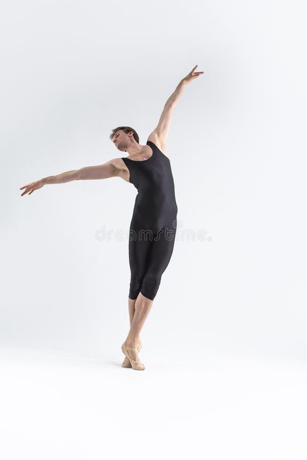 Young Athletic Caucasian Ballet Dancer Man Posing in Stretching Pose ...