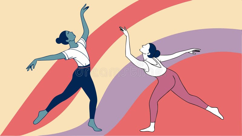 Ballet Dancers Performing Pose, Graceful Dance and Art Movement Vector ...