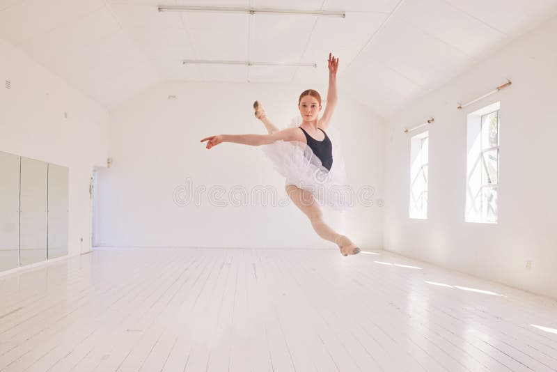 Ballet, Jump and Performance Dance Studio with Young Student. Dancer ...