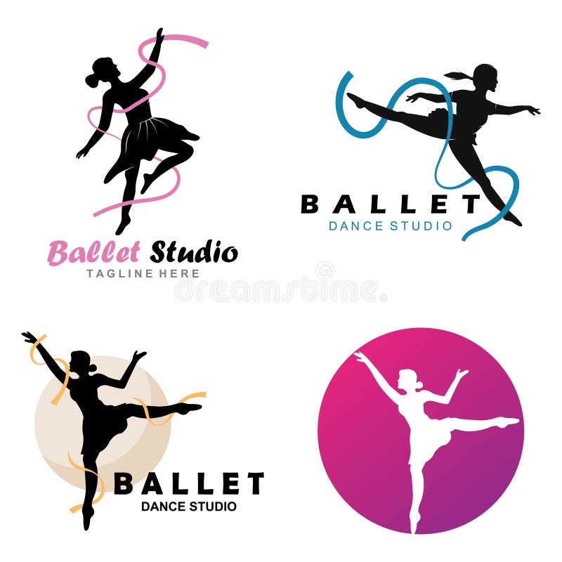 Ballet Dancing Logo Design Template Stock Illustration - Illustration ...