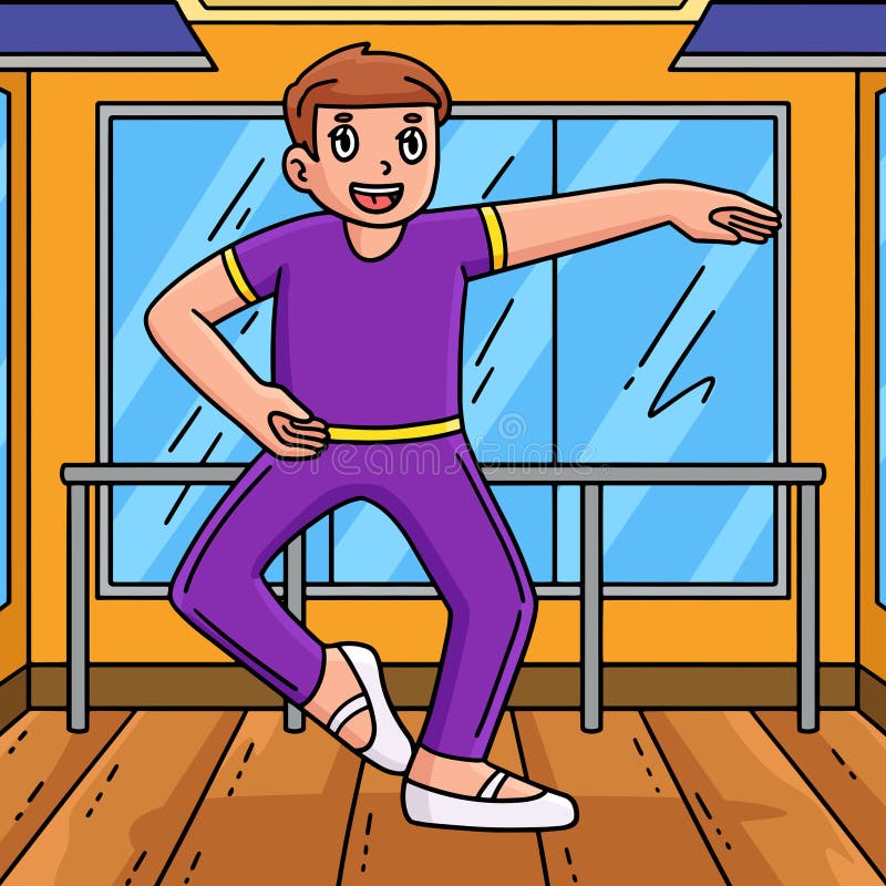 Ballet Danseur in a Bouncing Step Colored Cartoon Stock Vector ...