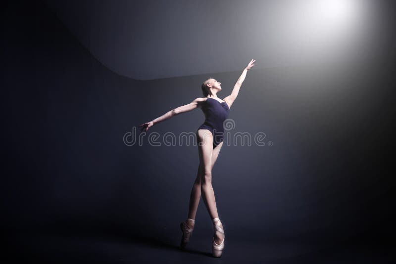 Ballerina in the Dark Studio Stock Photo - Image of attractive, adult ...