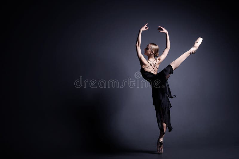 Ballerina in the Dark Studio Stock Photo - Image of attractive, adult ...