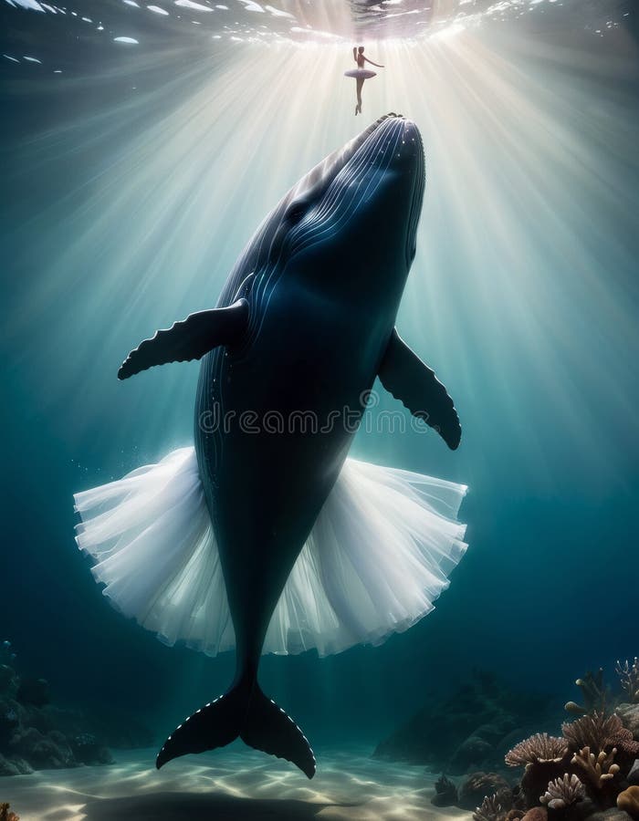Ballet of the Deep: Whale and Diver Stock Photo - Image of wildlife ...