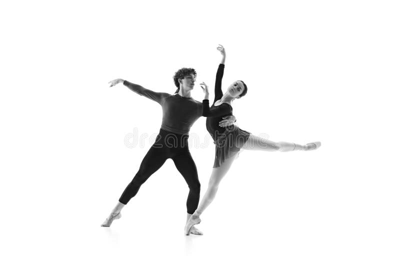 Poster. Young Woman, Talented Ballerina, Dressed in White, Demonstrates ...