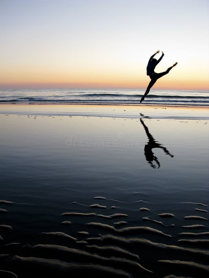 Ballet Girl Jump in the Sunset Stock Image - Image of healthy, female ...