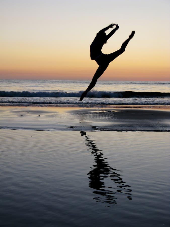Ballet Girl Jump in the Sunset Stock Image - Image of fame, black: 17332791