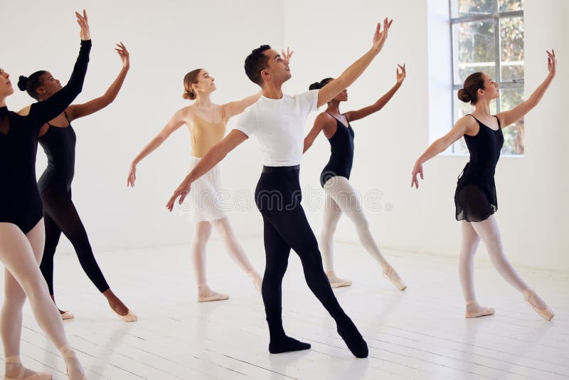 Ballet, Group and Class with Dancer Learning, Exercise and Training for ...