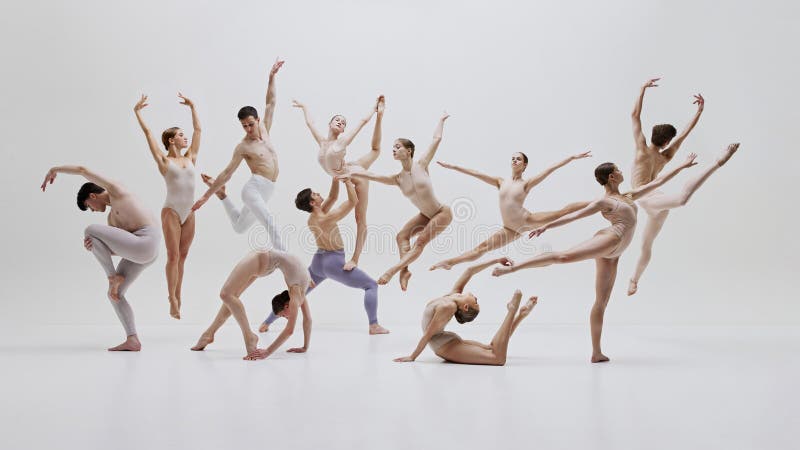 Ballet Group in Perfect Harmony. Ballet Ensemble Captured in Perfect Synchronization during ...
