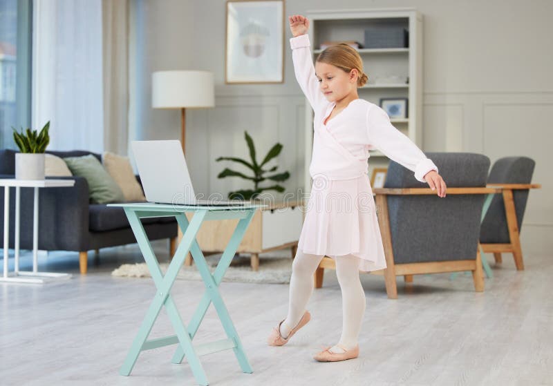 Ballet, Laptop and Child in Home with Tutorial for Classical ...