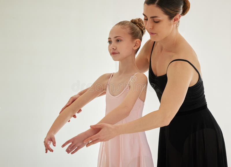 Ballet, Mentor and Student in Studio for Learning, Arms and Correct ...