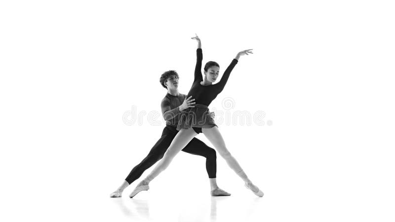Ballet Partners Perfecting Their Form during Practice Session Against ...