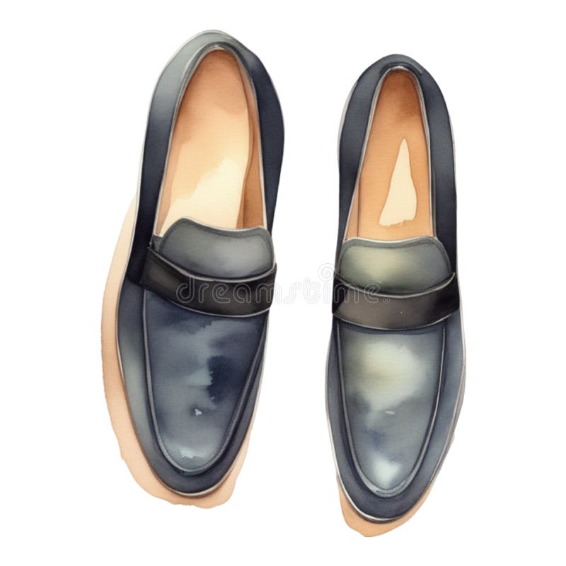 Loafer Shoes Watercolor Illustration Stock Image - Illustration of ...
