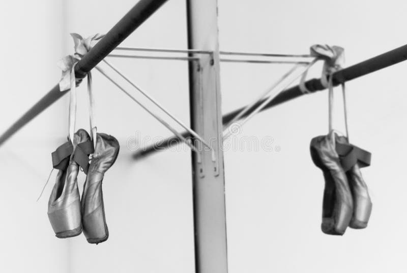 Ballet Shoes Hanging on the Practice Bar Stock Image - Image of style ...