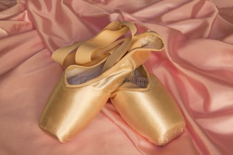 Ballet Shoes on Silk Pink Background Stock Image - Image of color ...