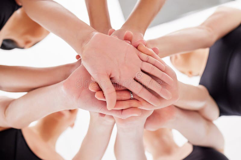 Ballet, Stack and Hands of Women for Support, Team Building and ...