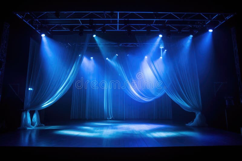 Ballet Stage Illuminated with Blue Stage Lights Stock Illustration ...