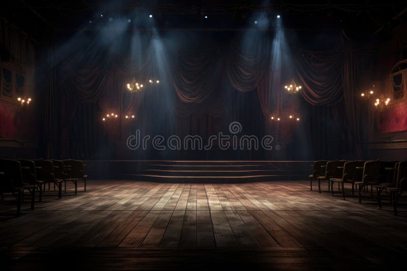 Ballet Stage with Spotlight and Empty Seats Stock Illustration ...