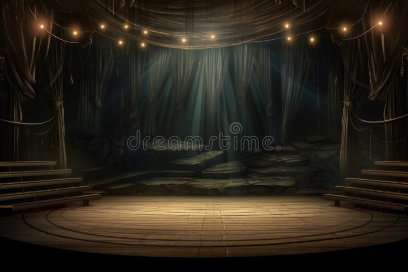 Ballet Stage with Spotlight and Empty Seats Stock Illustration ...