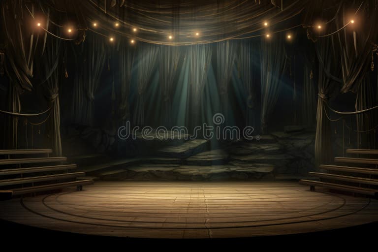 Ballet Stage with Spotlight and Empty Seats Stock Illustration ...