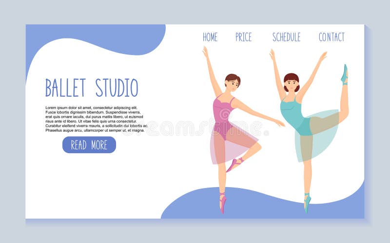 Ballet Studio Landing Page Template, Vector Illustration Stock Vector ...
