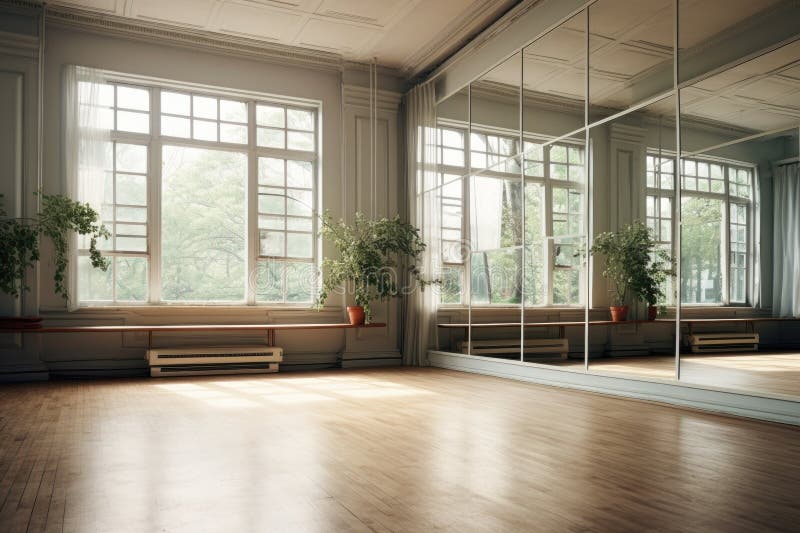 A Ballet Studio with Large Windows Stock Illustration - Illustration of ...